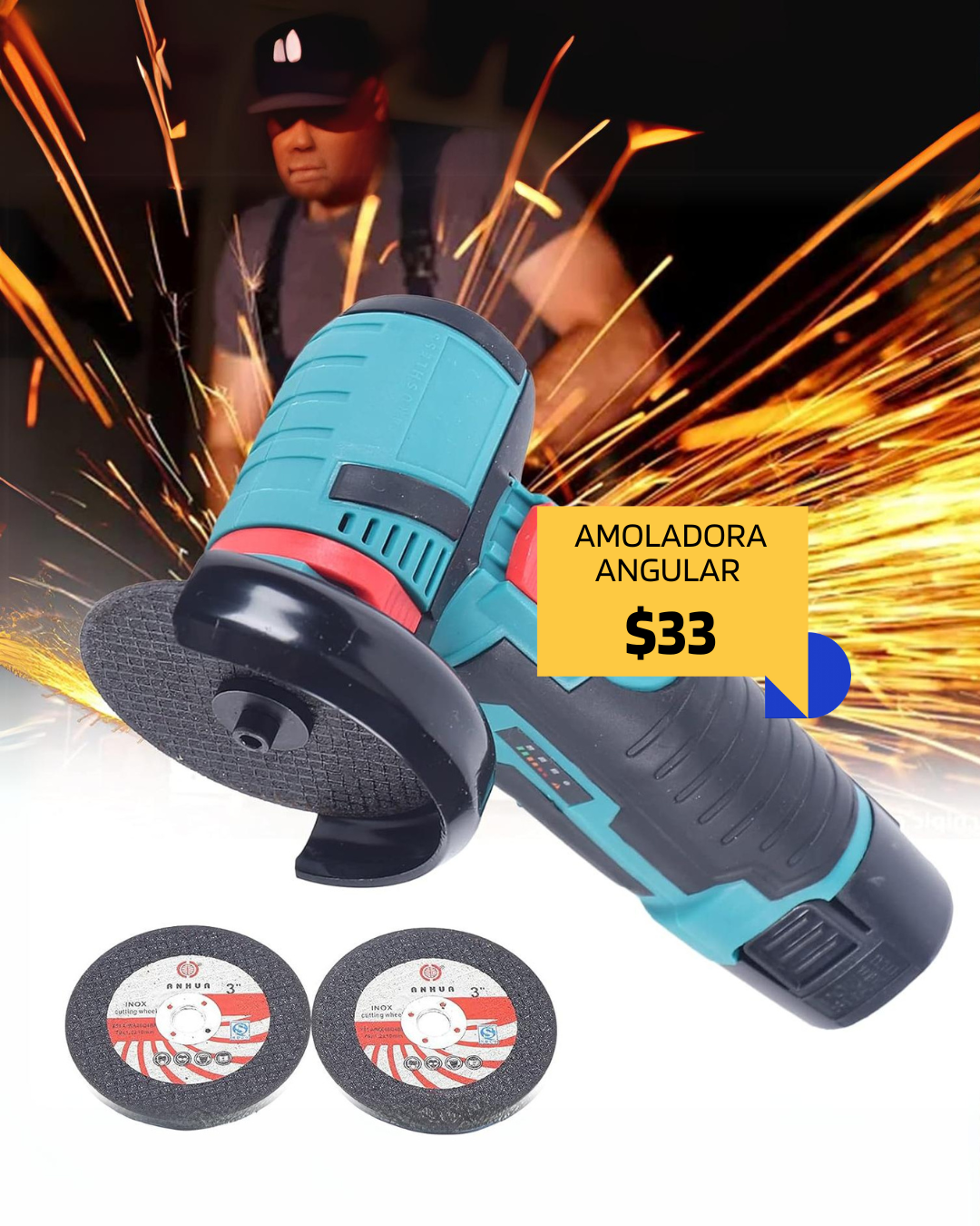 AMOLADORA ANGULAR ELECTRICA 12V– Distrimass